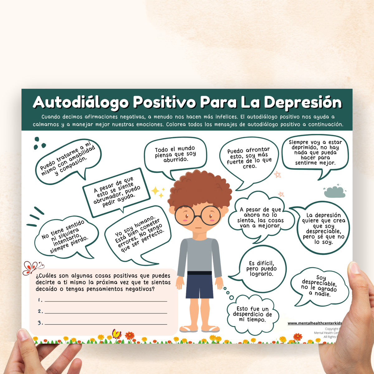 Positive Self-Talk For Depression Worksheet (Spanish Version) – Mental ...