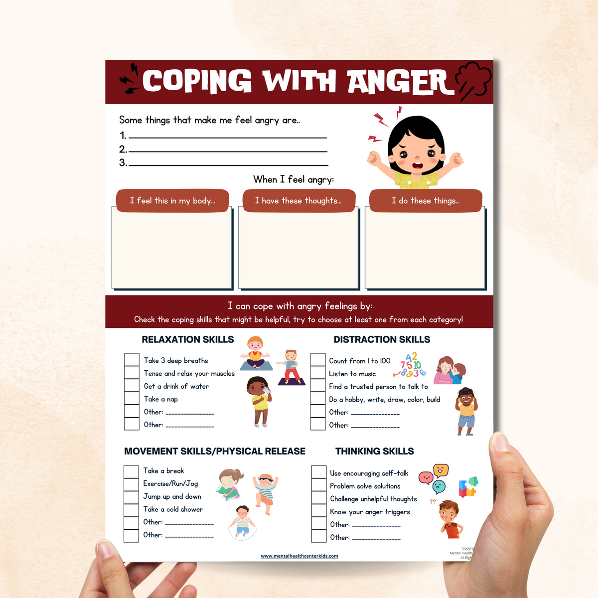 Coping With Anger Worksheet – Mental Health Center Kids