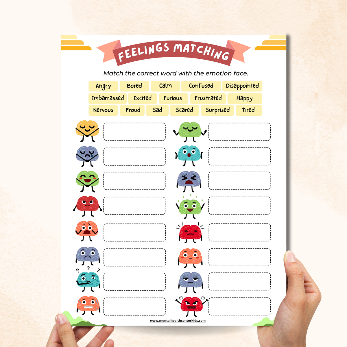 Matching Emotions Worksheet – Mental Health Center Kids