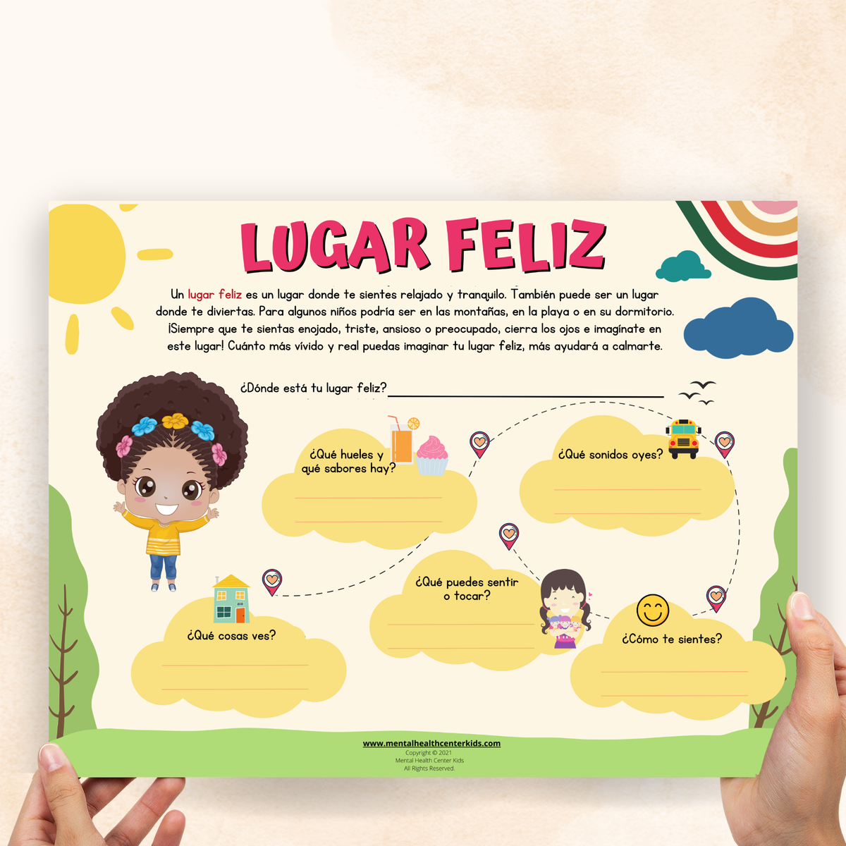 Happy Place Visualization Worksheet (Spanish Version) – Mental Health ...
