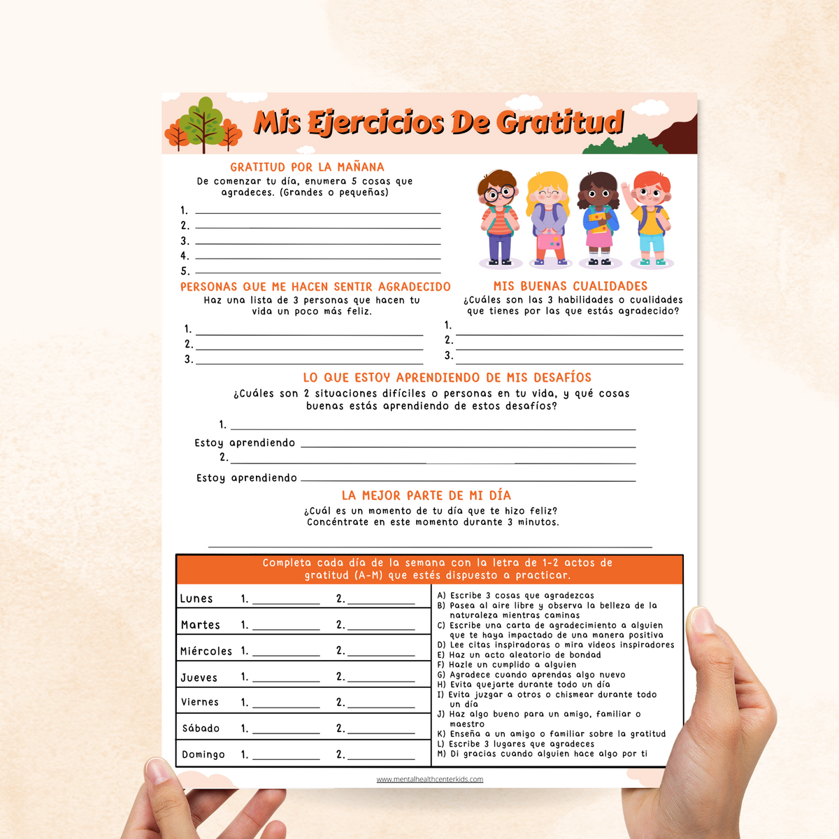 My Gratitude Exercises Worksheet (Spanish Version) – Mental Health ...