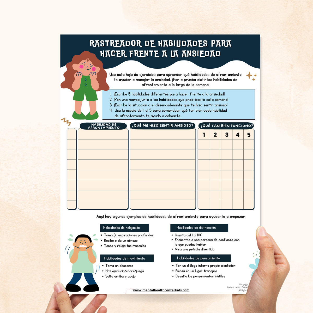 Anxiety Coping Skills Tracker Worksheet (Spanish Version) – Mental ...