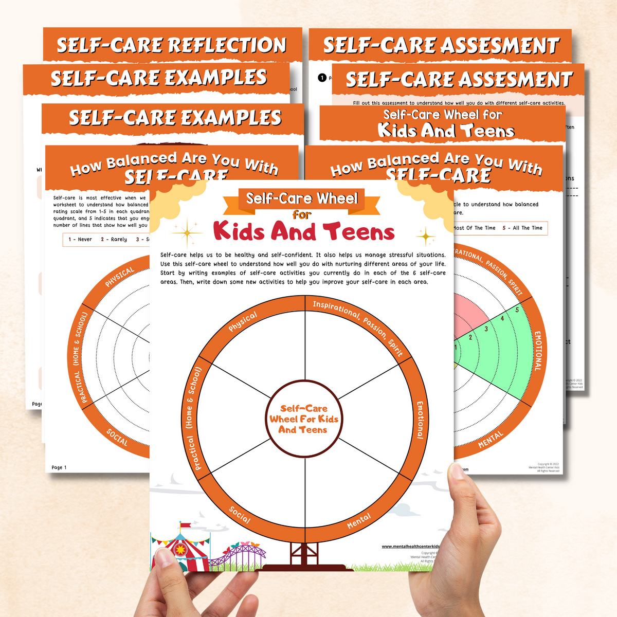 Self-Care Wheel Worksheet – Mental Health Center Kids