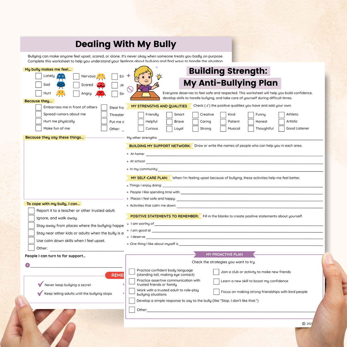 Bullying Worksheets (2 Pages) – Mental Health Center Kids