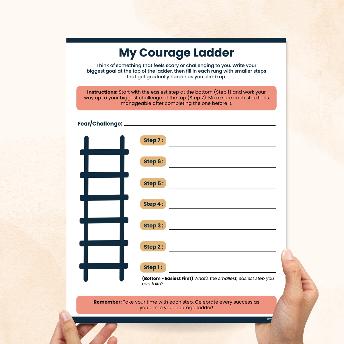 Courage Ladder Worksheet – Mental Health Center Kids