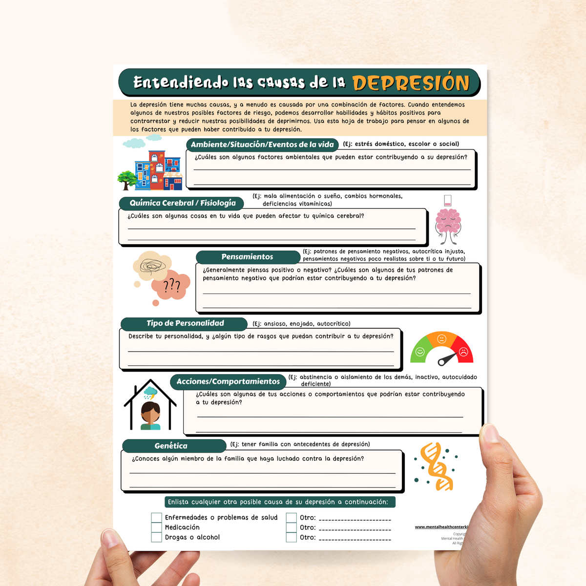 Understanding Causes Of Depression Worksheet (Spanish Version) – Mental ...