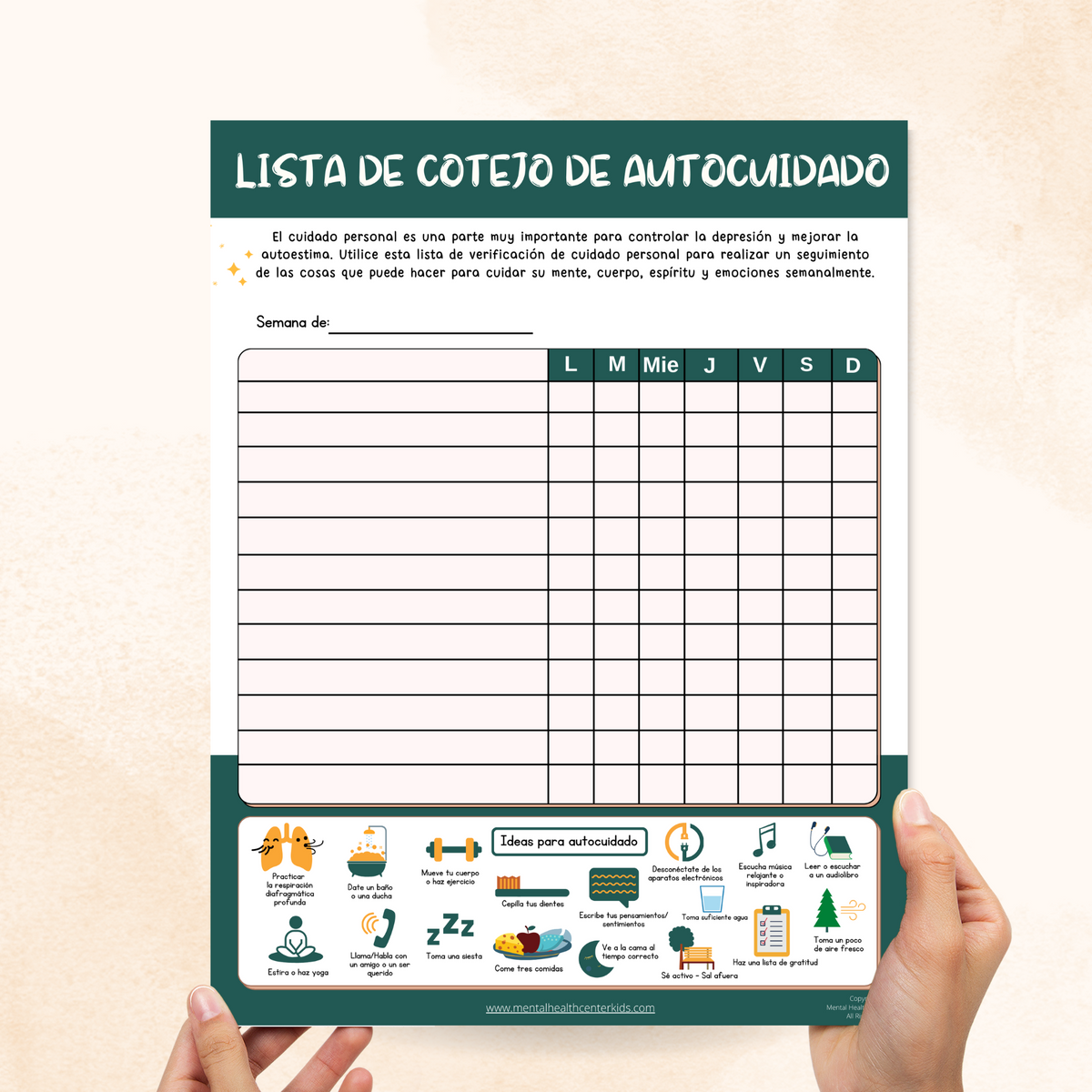 Depression Self-Care Checklist Worksheet (Spanish Version) – Mental ...