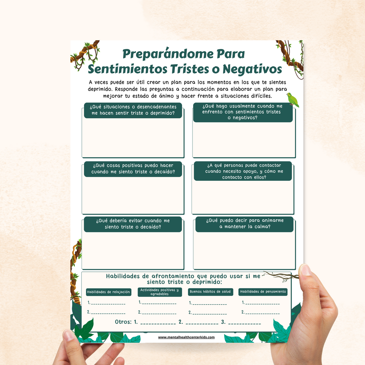 Preparing For Sad Or Negative Feelings Worksheet (Spanish Version ...