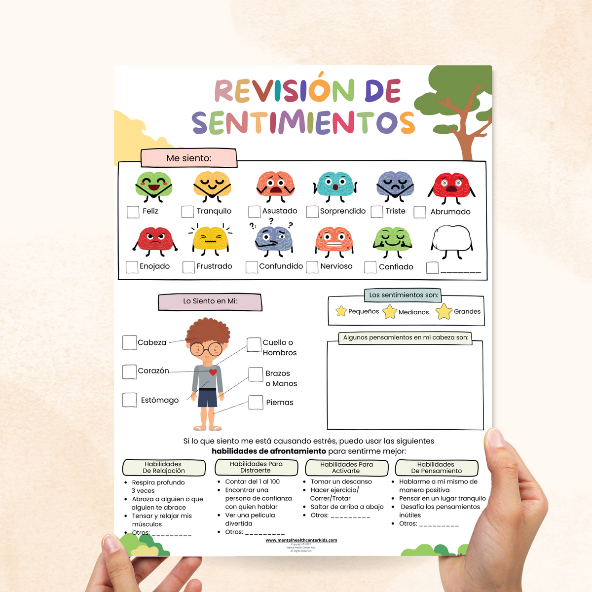 Feelings Check-In Worksheet (Spanish Version) – Mental Health Center Kids