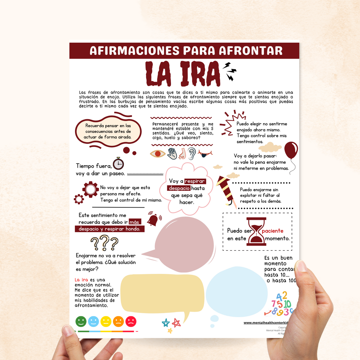 Coping Statements For Anger Worksheet (Spanish Version) – Mental Health ...
