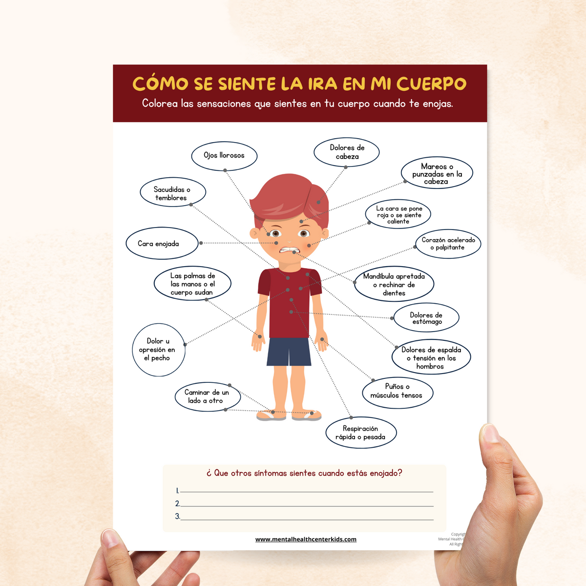 How Anger Feels In My Body Worksheet (Spanish Version) – Mental Health ...