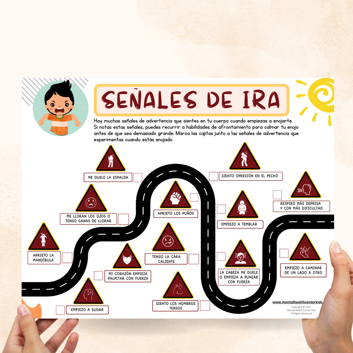 Anger Signs Worksheet (Spanish Version) – Mental Health Center Kids