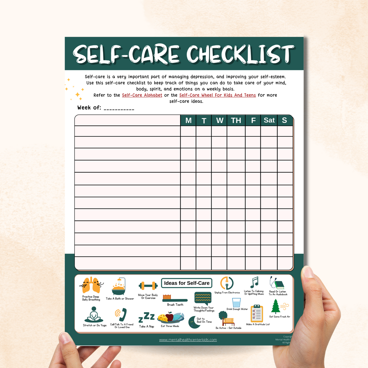 Depression Self-Care Checklist – Mental Health Center Kids