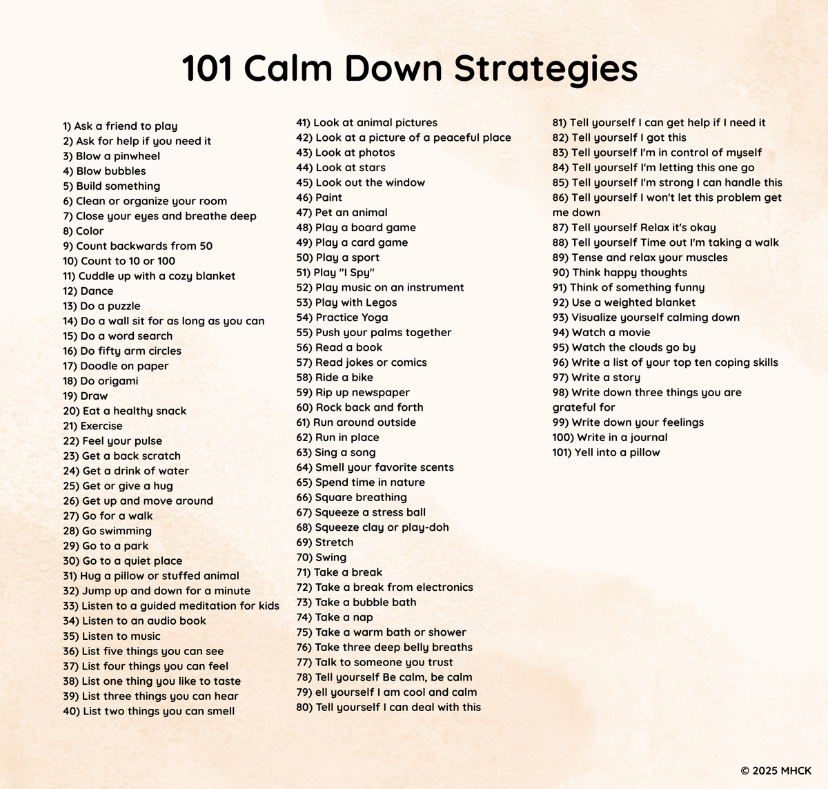 Calm Down Visuals – Mental Health Center Kids