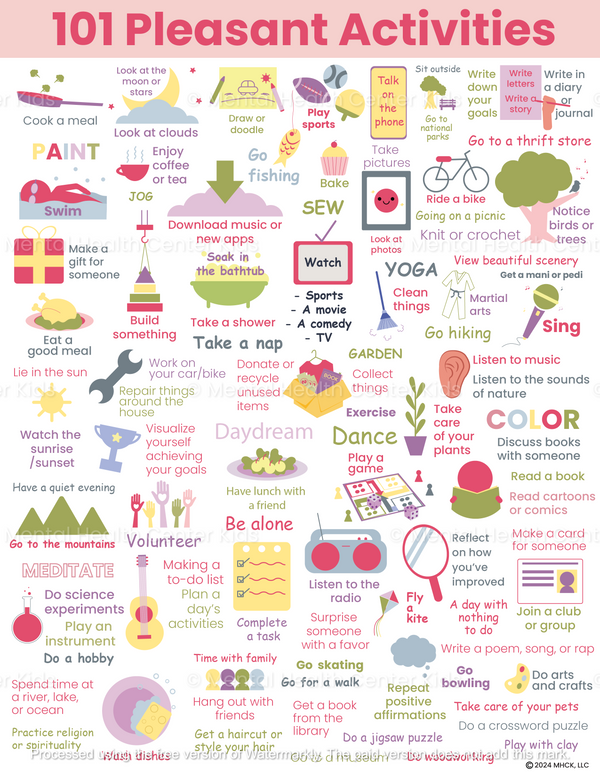 DBT Pleasant Activities Poster – Mental Health Center Kids