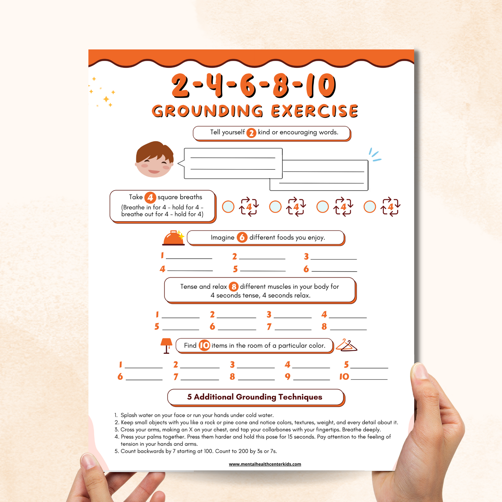 2-4-6-8-10 Grounding Exercises (PDF) – Mental Health Center Kids