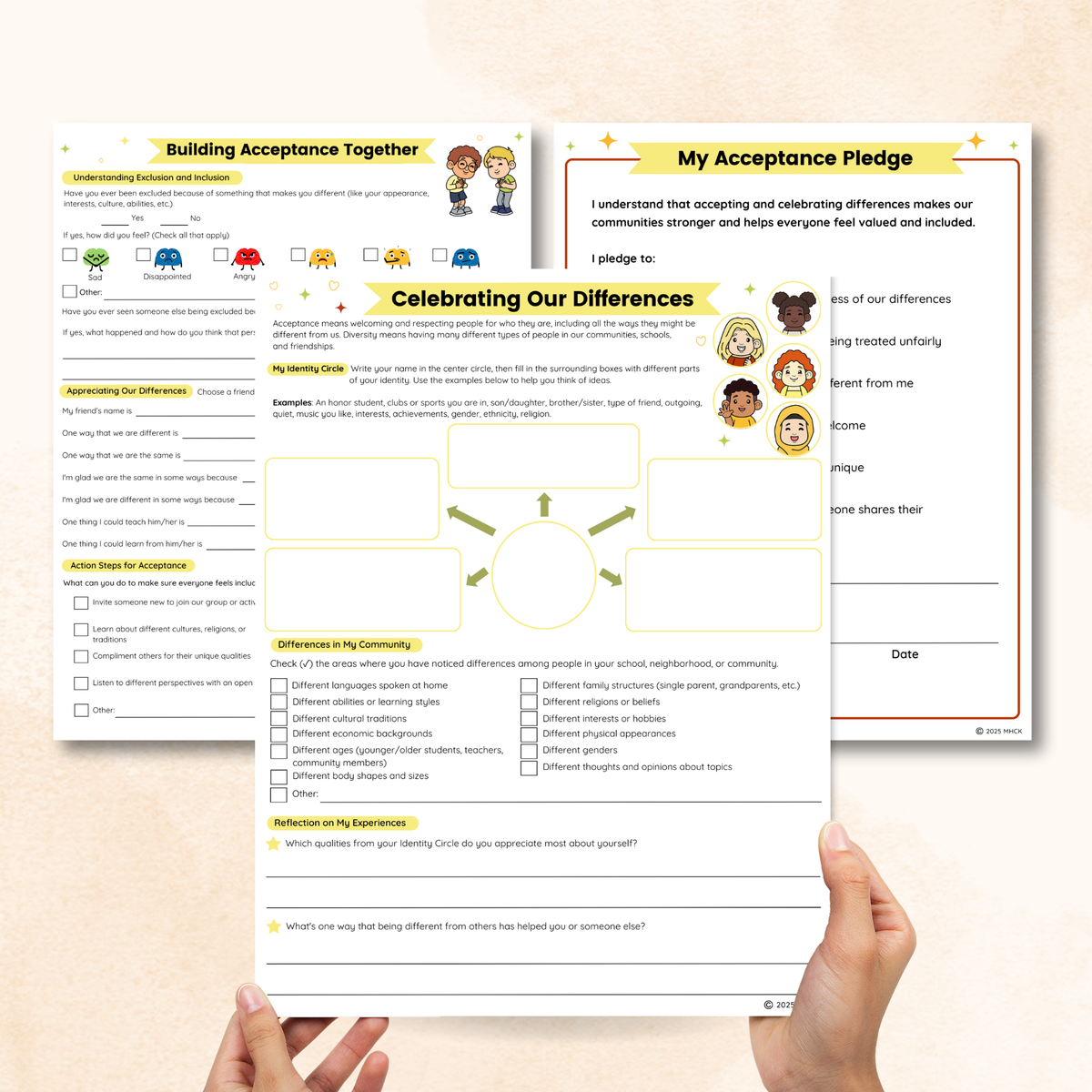 Accepting Differences Worksheets (3 Pages) – Mental Health Center Kids