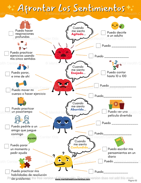 Coping With Emotions Worksheets (Spanish Version) – Mental Health ...