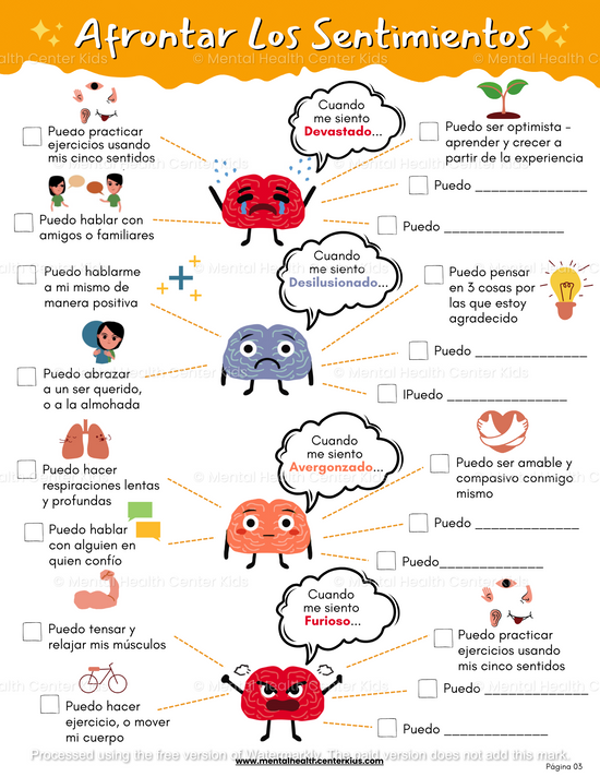 Coping With Emotions Worksheets (Spanish Version) – Mental Health ...