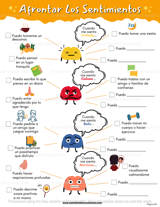 Coping With Emotions Worksheets (Spanish Version) – Mental Health ...