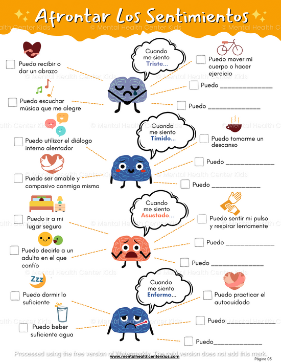 Coping With Emotions Worksheets (Spanish Version) – Mental Health ...