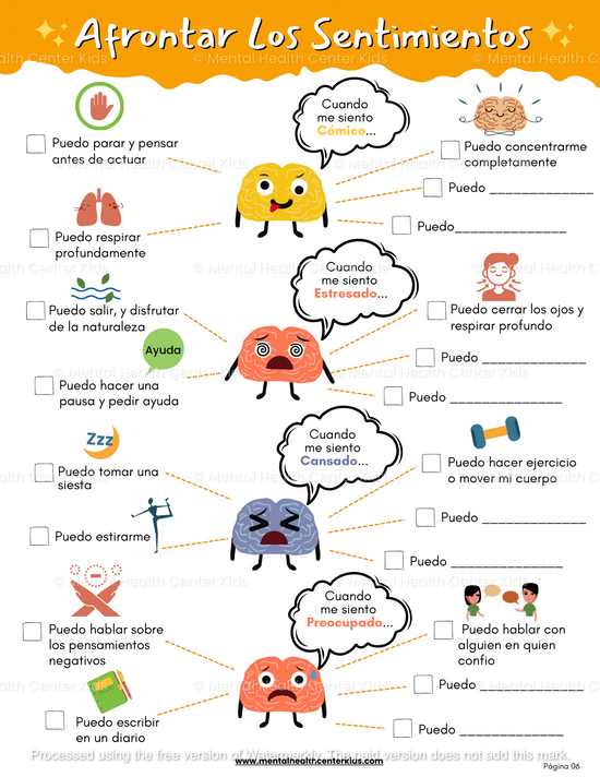 Coping With Emotions Worksheets (Spanish Version) – Mental Health ...