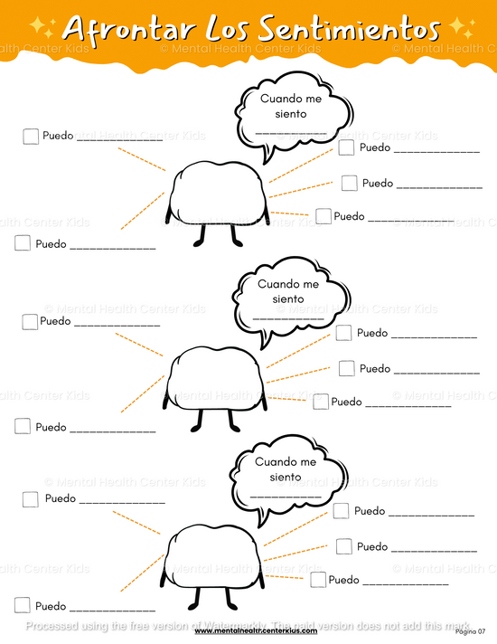 Coping With Emotions Worksheets (Spanish Version) – Mental Health ...