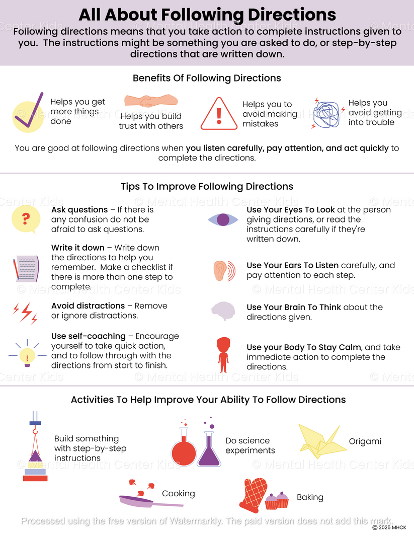 All About Following Directions – Mental Health Center Kids