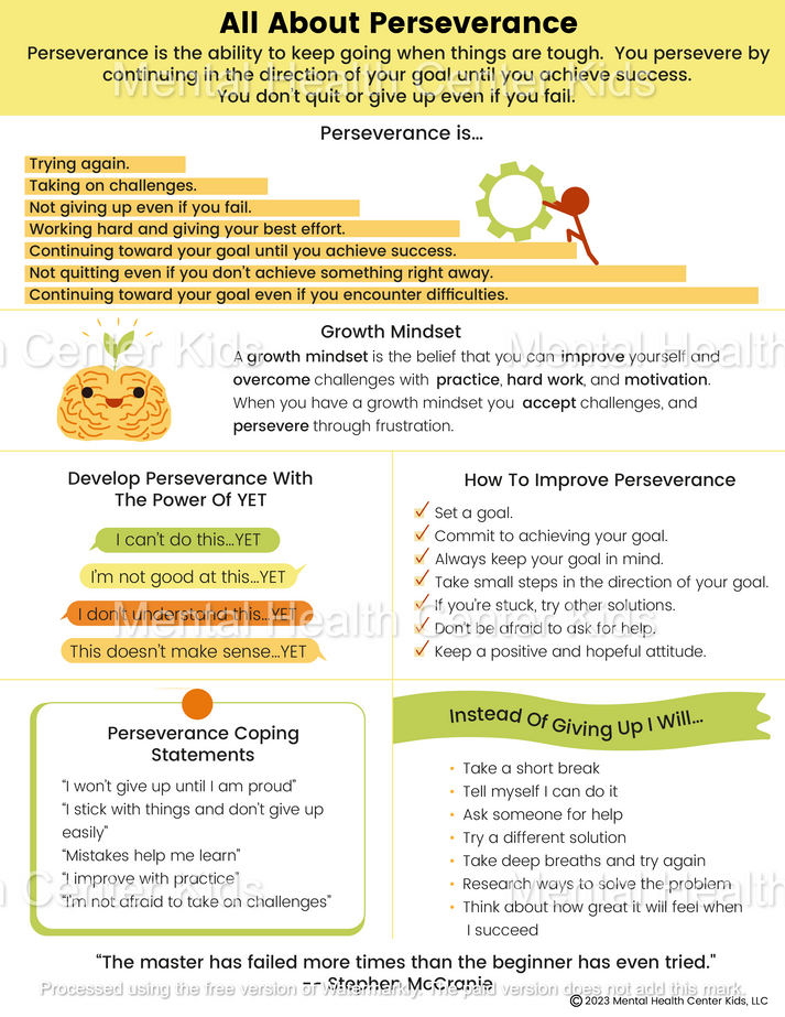 All About Perseverance – Mental Health Center Kids