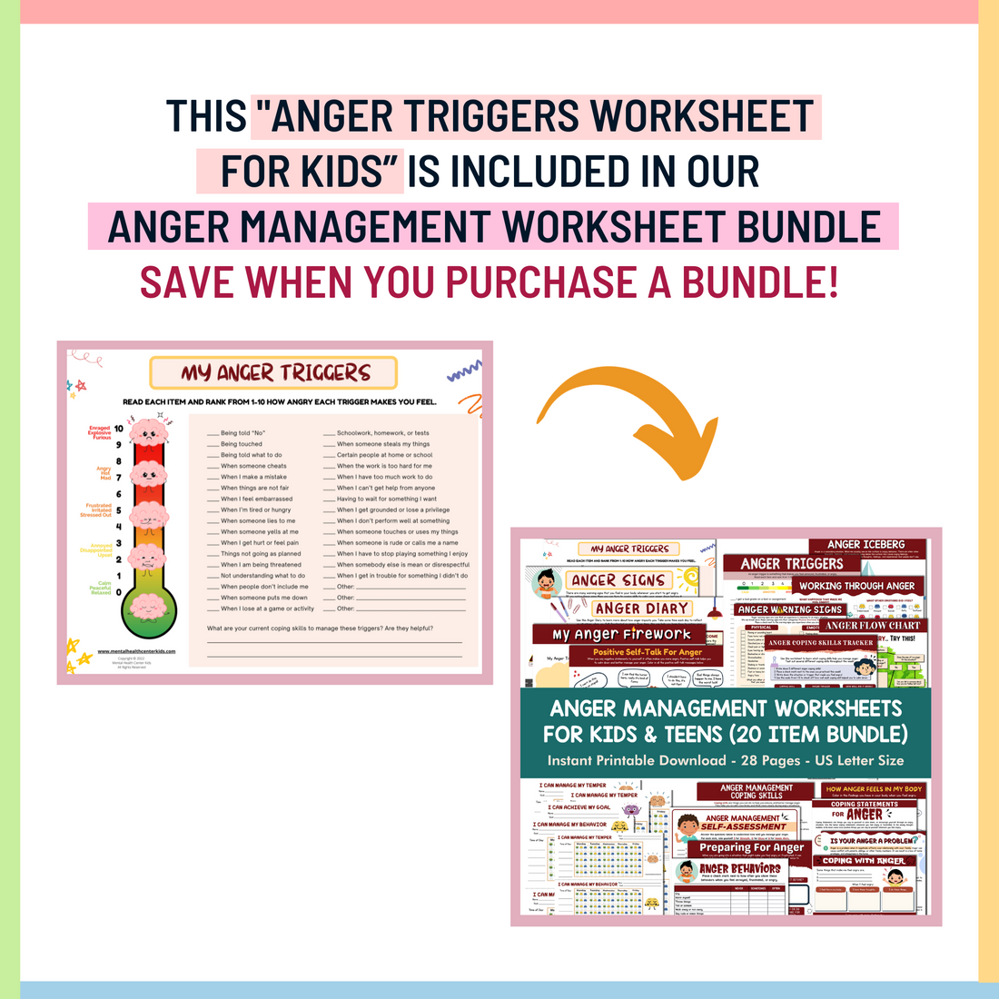 Anger Triggers Worksheet – Mental Health Center Kids