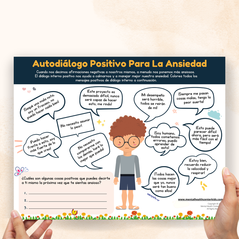 Positive Self-Talk For Anxiety Worksheet (Spanish Version) – Mental ...