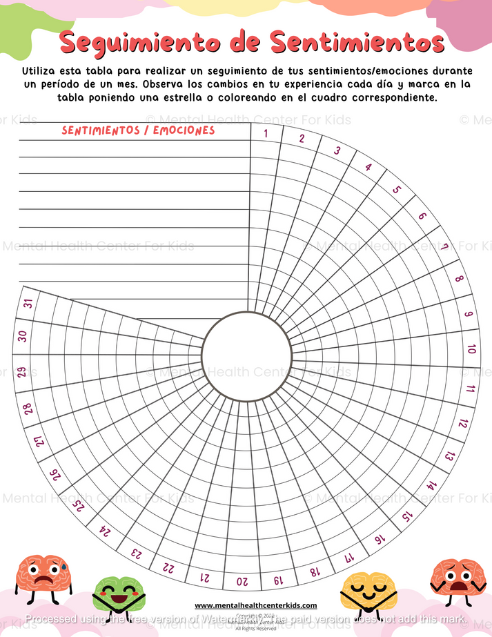 Monthly Feelings Tracker Worksheet (Spanish Version) – Mental Health ...