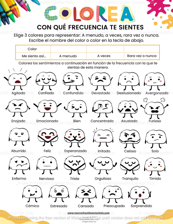 Feelings Activity Pack Worksheets (Spanish Version) – Mental Health ...