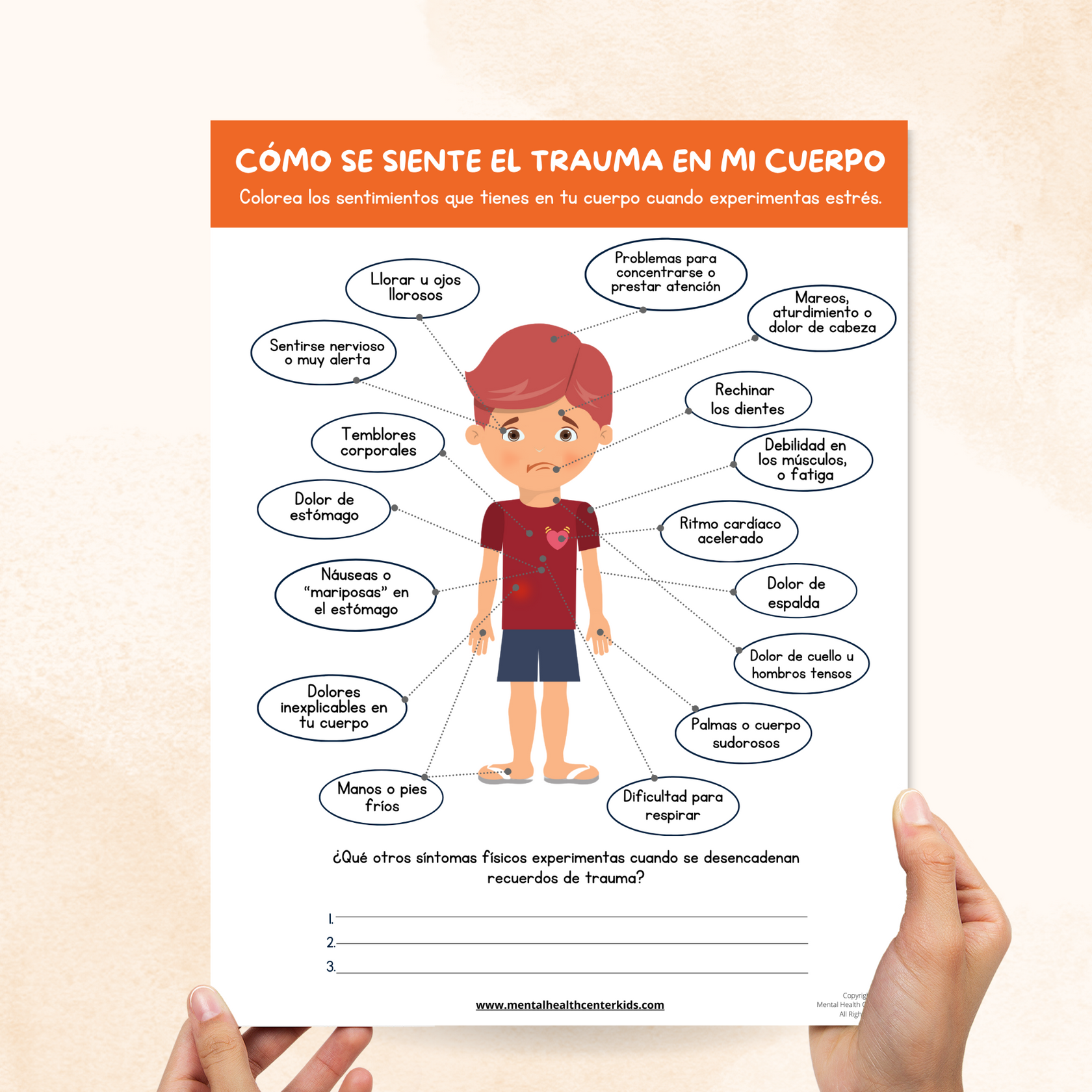 How Trauma Feels In My Body Worksheet (Spanish Version) – Mental Health ...