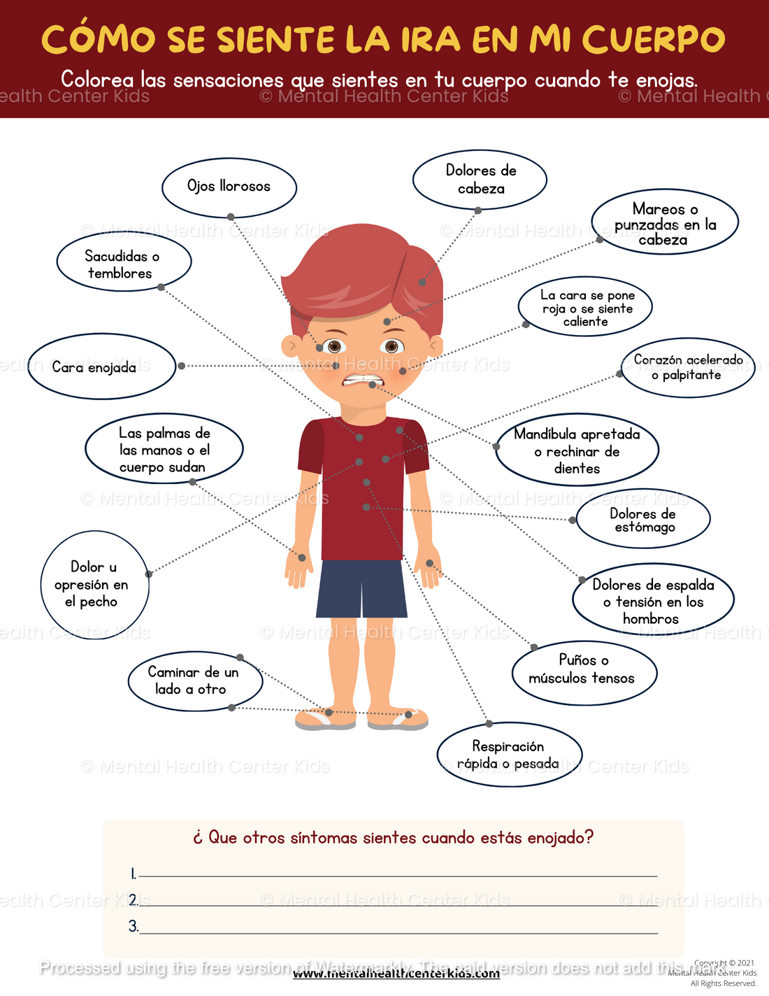 How Anger Feels In My Body Worksheet (Spanish Version) – Mental Health ...