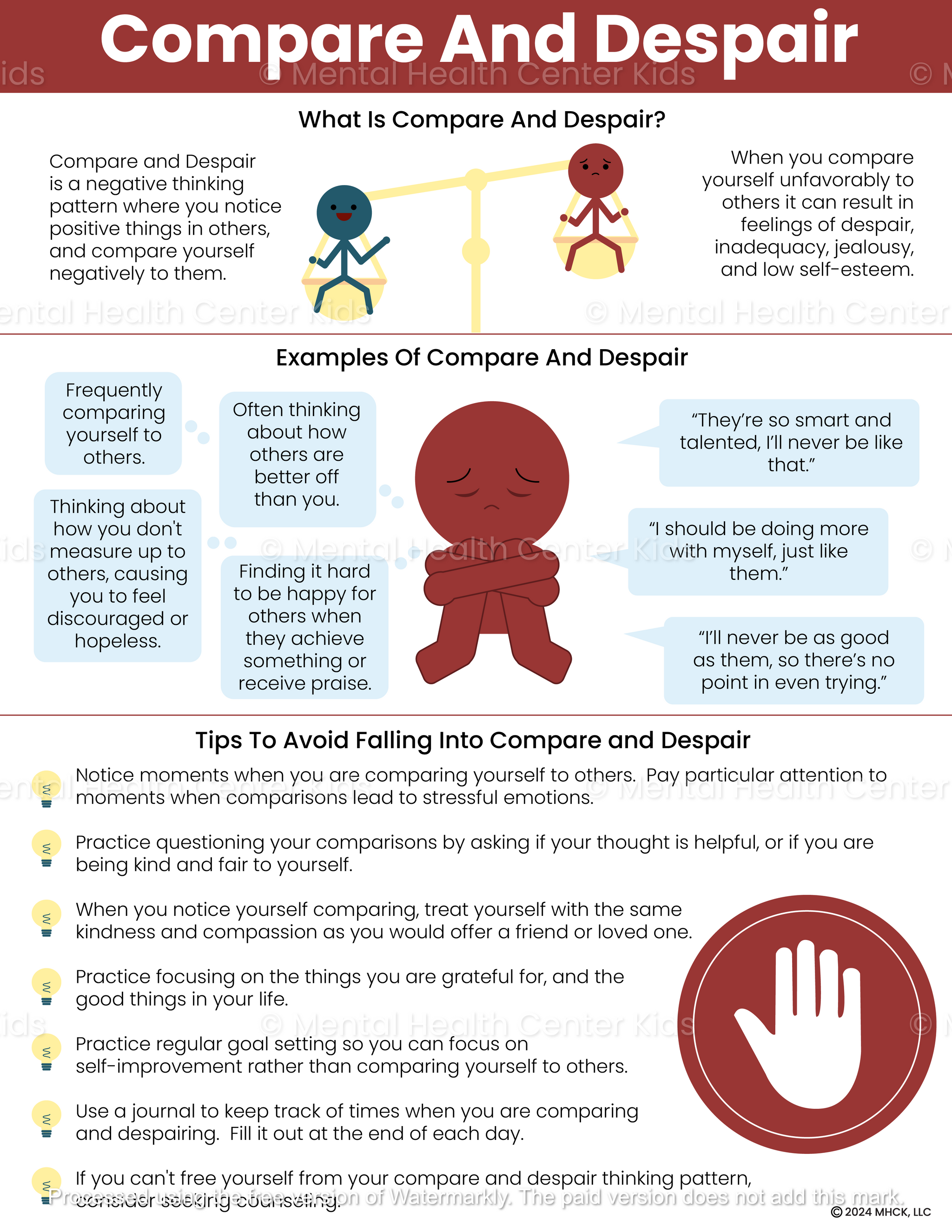 Compare And Despair CBT Handout – Mental Health Center Kids