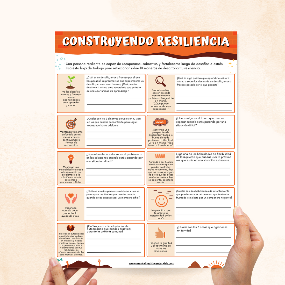 Building Resilience Worksheet (Spanish Version) – Mental Health Center Kids