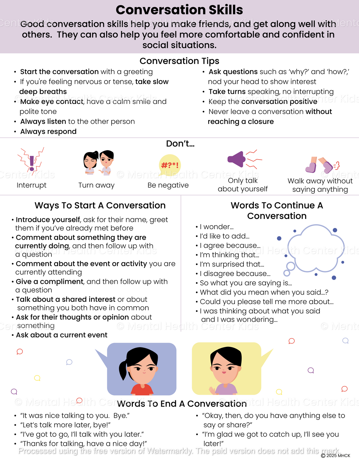 Conversation Skills – Mental Health Center Kids