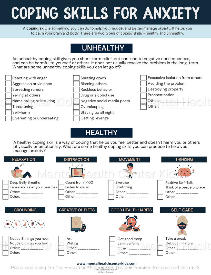 Coping Skills for Anxiety – Mental Health Center Kids