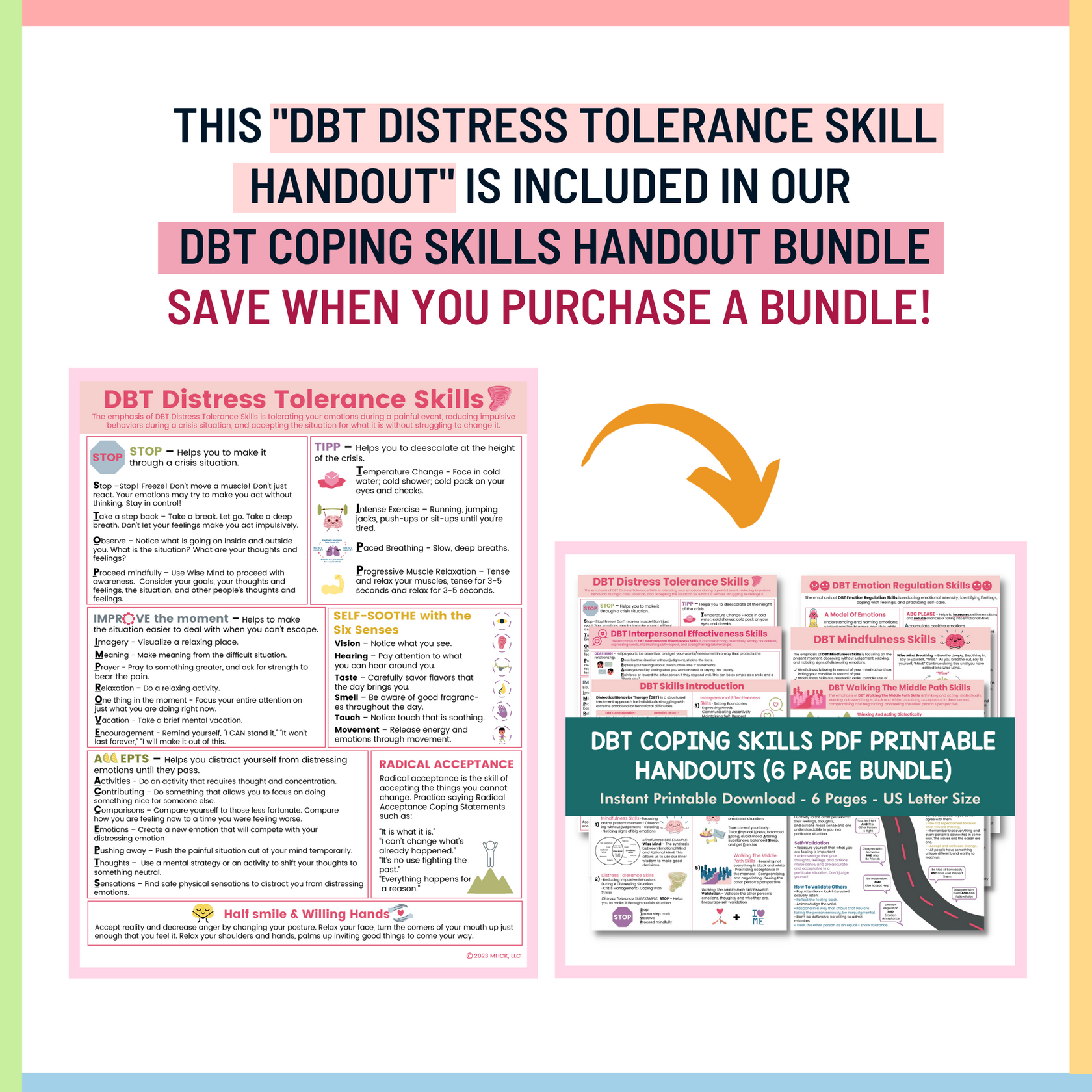 DBT Distress Tolerance Skills (PDF) – Mental Health Center Kids