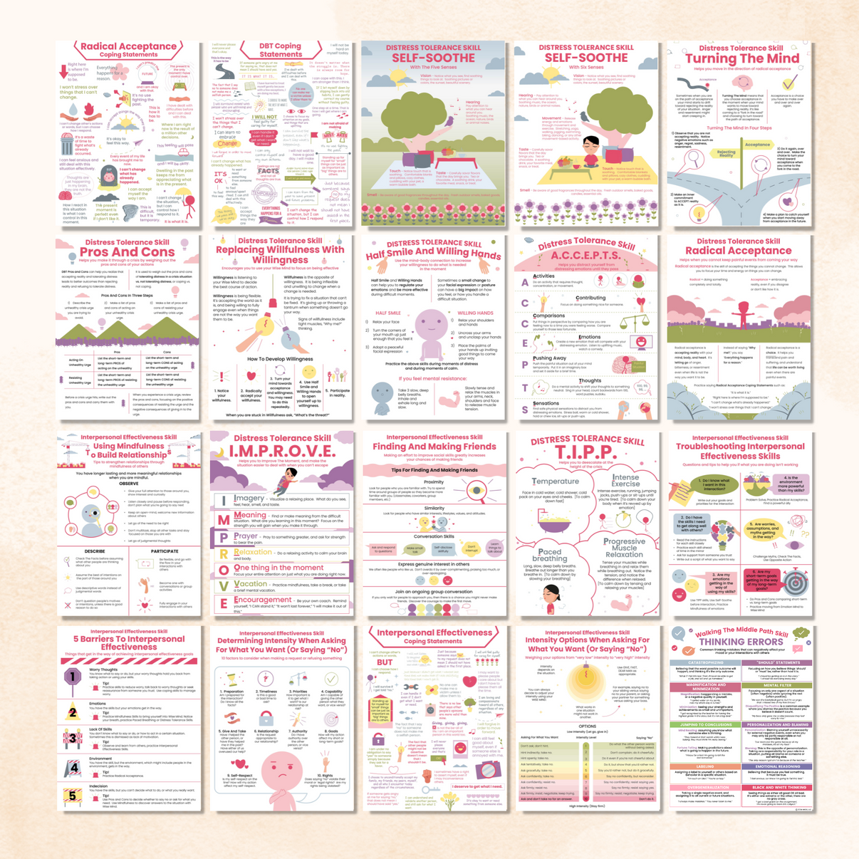 DBT Handouts Bundle (70 Pages) – Mental Health Center Kids