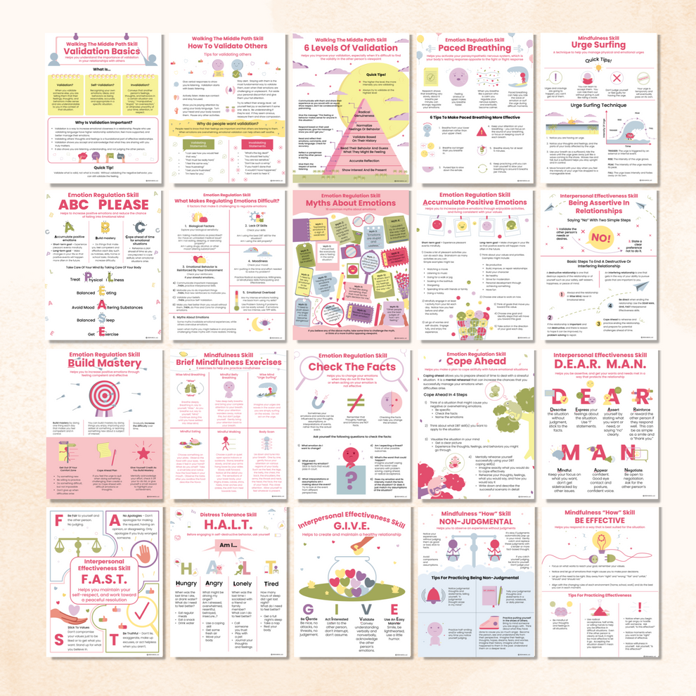 DBT Handouts Bundle (70 Pages) – Mental Health Center Kids