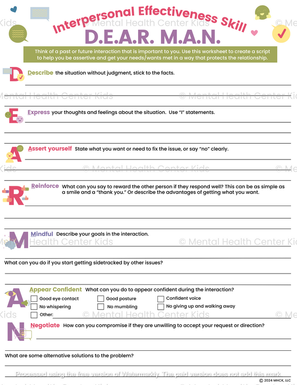 DBT DEAR MAN Worksheet – Mental Health Center Kids