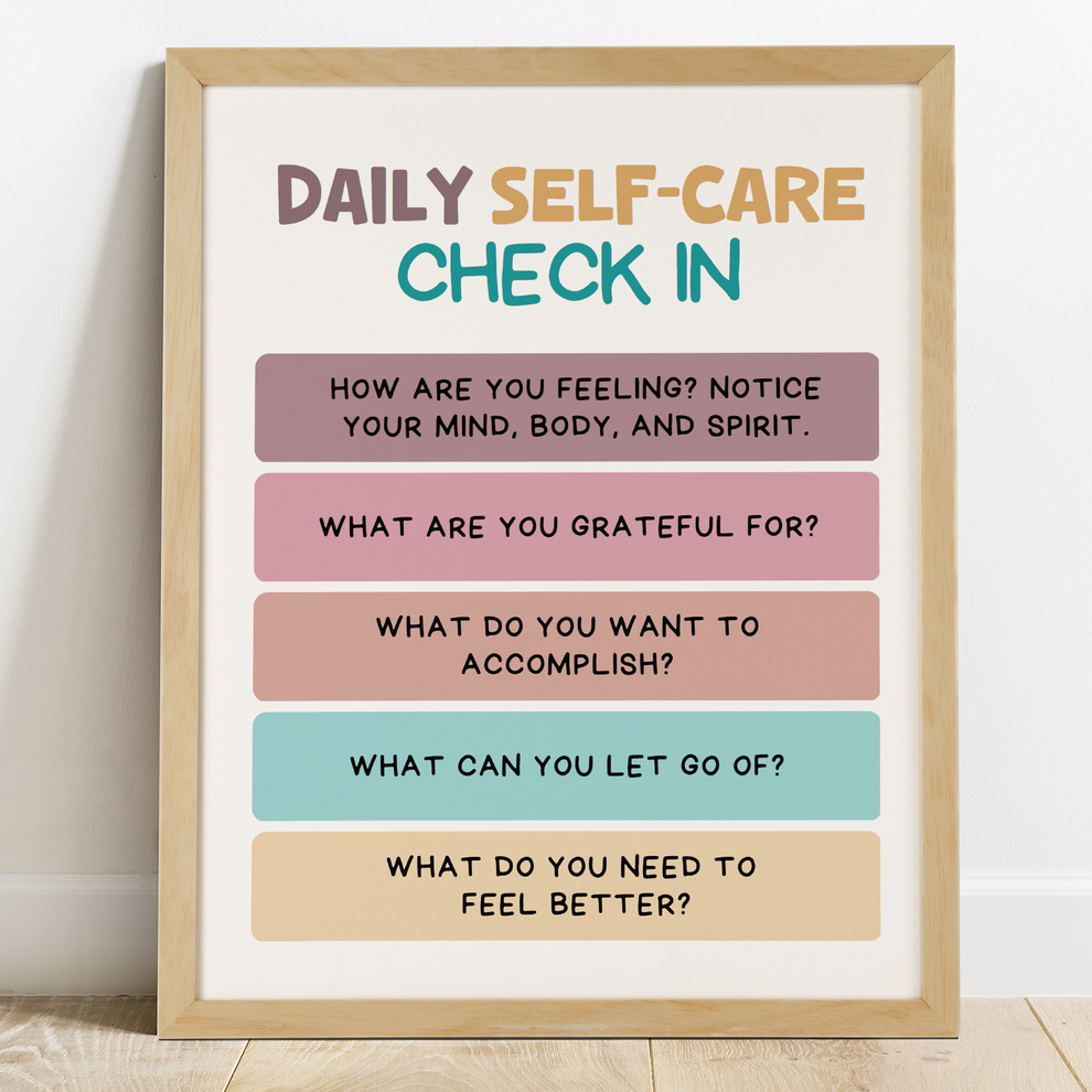 Daily Self-Care Check-In Poster – Mental Health Center Kids