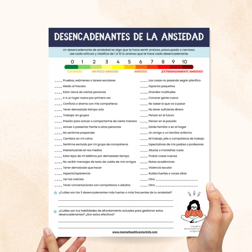 Anxiety Triggers Worksheet For Teens (Spanish Version) – Mental Health ...