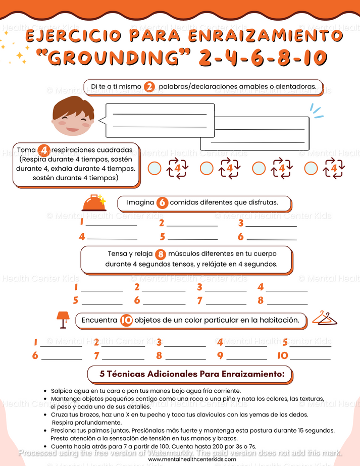 2-4-6-8-10 Grounding Exercise Worksheet (Spanish Version) – Mental ...