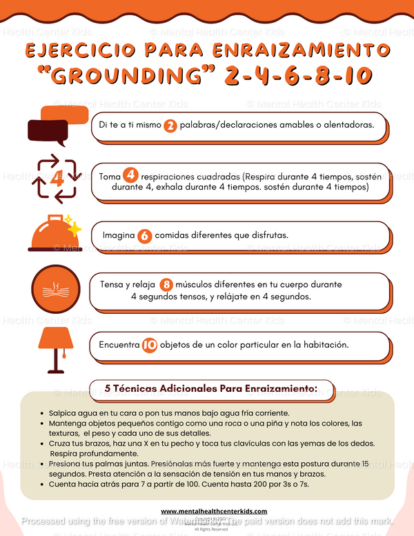 2-4-6-8-10 Grounding Exercise Worksheet (Spanish Version) – Mental ...