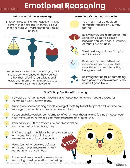 Emotional Reasoning Cognitive Distortion Handout – Mental Health Center ...