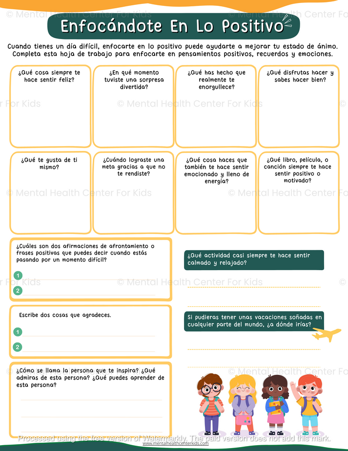 Focusing On The Positive Worksheet (Spanish Version) – Mental Health ...
