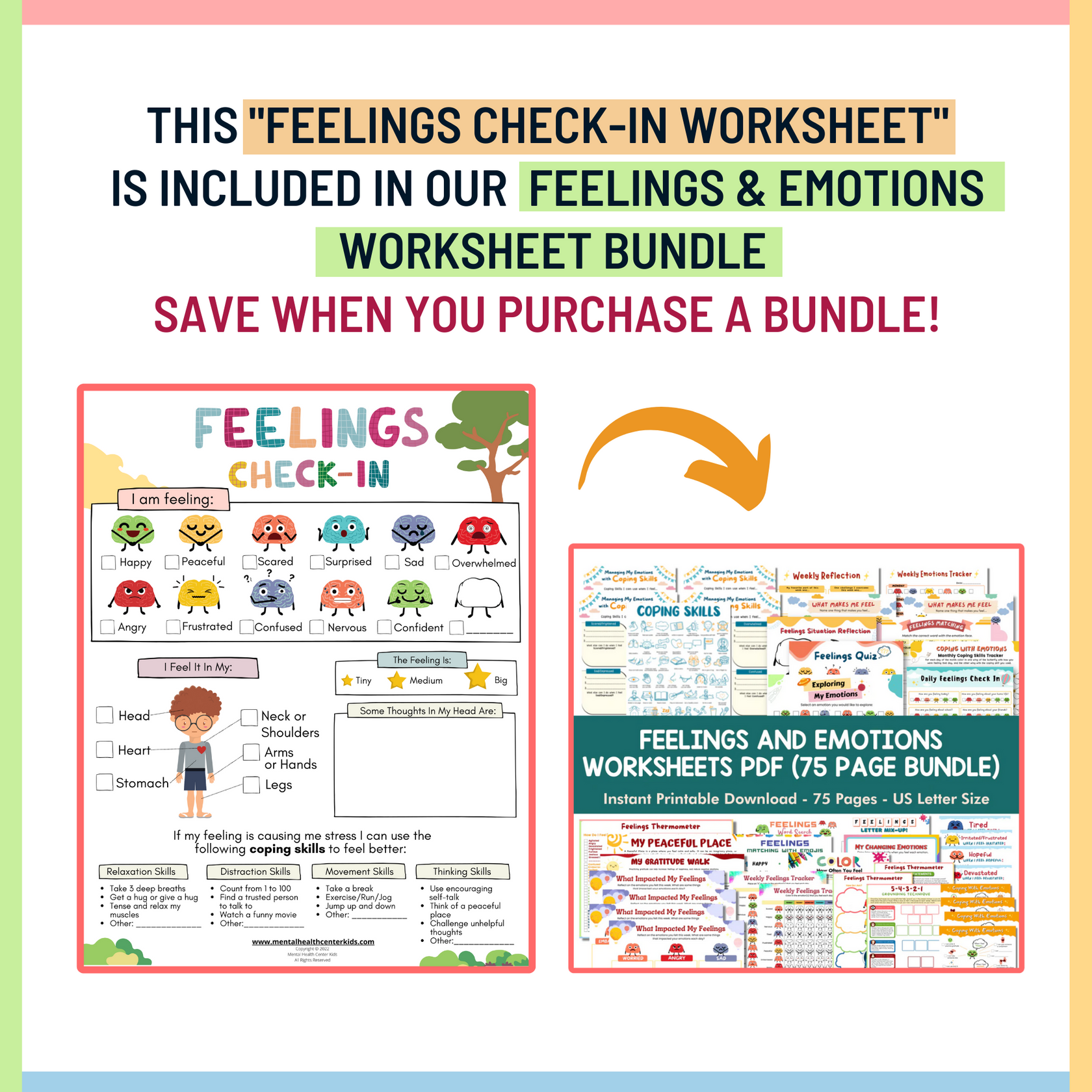 Feelings Check-In Worksheet – Mental Health Center Kids